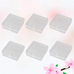 HEALLILY Clear Organizer Box Mini Transparent Storage Box Square Container Jewelry Box Organizer Storage Case for Classroom Office Home School 6pcs (Square) Bead Organizer Box