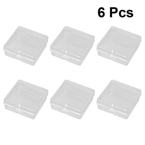 HEALLILY Clear Organizer Box Mini Transparent Storage Box Square Container Jewelry Box Organizer Storage Case for Classroom Office Home School 6pcs (Square) Bead Organizer Box