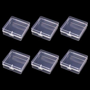 HEALLILY Clear Organizer Box Mini Transparent Storage Box Square Container Jewelry Box Organizer Storage Case for Classroom Office Home School 6pcs (Square) Bead Organizer Box