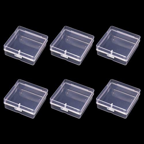 HEALLILY Clear Organizer Box Mini Transparent Storage Box Square Container Jewelry Box Organizer Storage Case for Classroom Office Home School 6pcs (Square) Bead Organizer Box