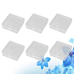 HEALLILY Clear Organizer Box Mini Transparent Storage Box Square Container Jewelry Box Organizer Storage Case for Classroom Office Home School 6pcs (Square) Bead Organizer Box