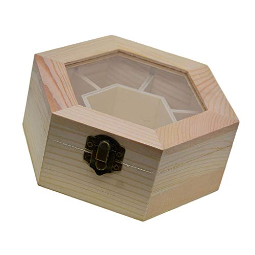 LoveinDIY Wooden Jewelry Box, Jewelry Organizer and Storage- Unfinished Wood – Hexagon Unfinished Wood with Clasp