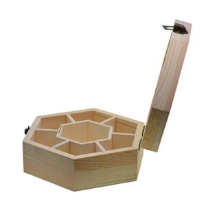 LoveinDIY Wooden Jewelry Box, Jewelry Organizer and Storage- Unfinished Wood – Hexagon Unfinished Wood with Clasp