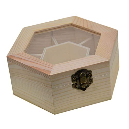 LoveinDIY Wooden Jewelry Box, Jewelry Organizer and Storage- Unfinished Wood – Hexagon Unfinished Wood with Clasp