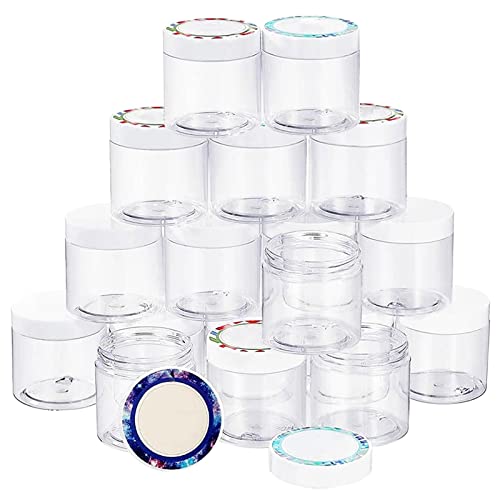 SGHUO 18 Pack 6oz Empty Slime Containers with Water-Tight Lids, Plastic Slime Jars with Stickers for Slime Making, Beauty Products