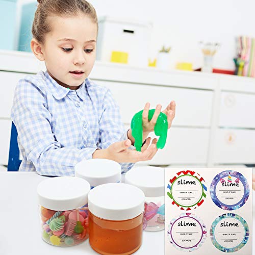 SGHUO 18 Pack 6oz Empty Slime Containers with Water-Tight Lids, Plastic Slime Jars with Stickers for Slime Making, Beauty Products