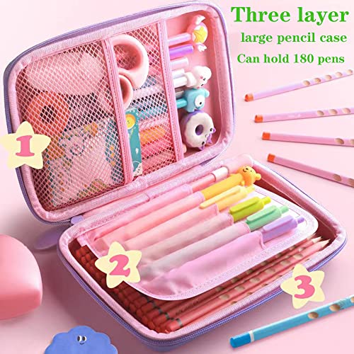 JYPLKCMT Unicorn Pencil Case For Girls Boys,Kids Cute Pencil Case Pink Pencil Pouch,3D EVA Large Capacity Pen Holder Cute Pencil Bag For Kids Boys School Portable Pencil Bag Gift.