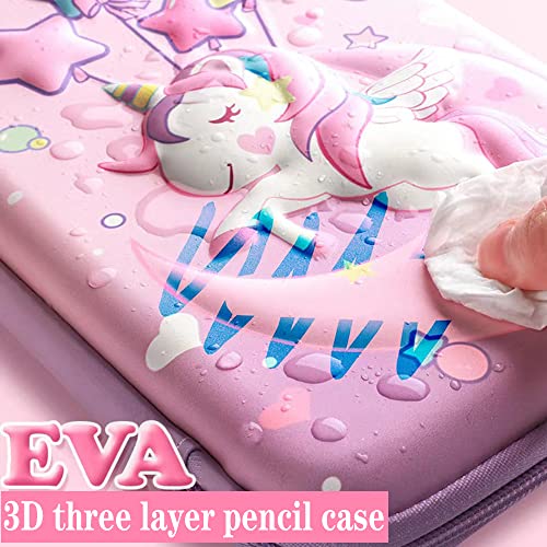 JYPLKCMT Unicorn Pencil Case For Girls Boys,Kids Cute Pencil Case Pink Pencil Pouch,3D EVA Large Capacity Pen Holder Cute Pencil Bag For Kids Boys School Portable Pencil Bag Gift.