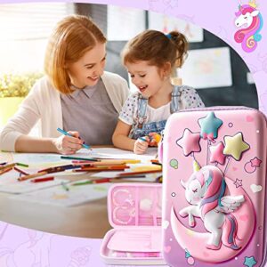 JYPLKCMT Unicorn Pencil Case For Girls Boys,Kids Cute Pencil Case Pink Pencil Pouch,3D EVA Large Capacity Pen Holder Cute Pencil Bag For Kids Boys School Portable Pencil Bag Gift.