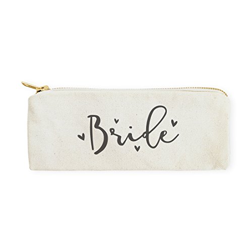 The Cotton & Canvas Co. Bride Wedding Cosmetic Pouch, Pencil Case, Bridal Party Gift and Travel Make Up Pouch