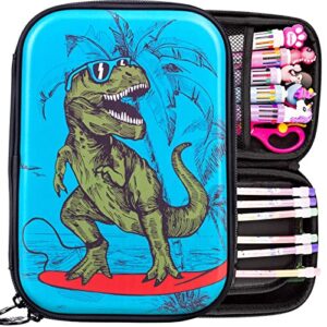 gxtvo kids pencil case for boys, cute dinosaur pencil box, school large capacity pencil bag with double zipper