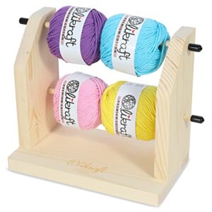 olikraft double revolving yarn holder – horizontal yarn spindle feeder or dispenser – craft supplies for crochet and knitting