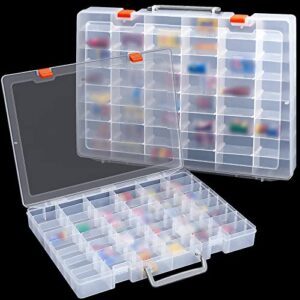 juexica 2 pack 48 grids clear plastic organizer box with removable dividers toy collector box transparent compartment container storage for toy jewelry craft bead (box only) (clear, classic)