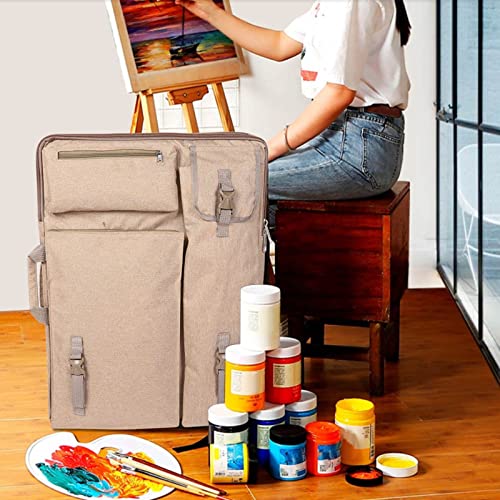 Art Portfolio Carrying Bags for Supplies Artwork Poster Board Project Drawing Case Large Art Portfolio Display Screen Carrying and Traveling(Khaki)