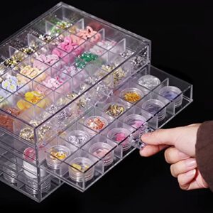 compartment storage box 72 grids acrylic organizer box with 3 drawers storage containers transparent organizer box for crafts art supply diamond painting nail tip bead earring ring