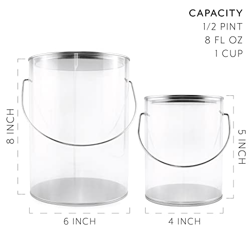 Cornucopia Clear Plastic Paint Cans (Gallon and Quart Combo Pack, Set of 2); Arts & Crafts Paint Buckets for Decorative & Party Use; NOT Intended for Liquids or Heavy Objects