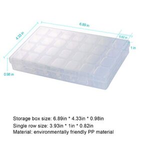 NAHAO Plastic Jewelry Organizer Container Storage Box Single Mini Plastic Storage Box 28 Grids for Beads, Jewelry, Tools, Pill and Fishing Lures (Clear Plastic - 2 Pack)