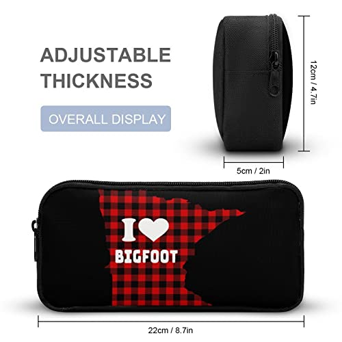 Minnesota I Love Bigfoot Pencil Case Pencil Pouch Coin Pouch Cosmetic Bag Office Stationery Organizer