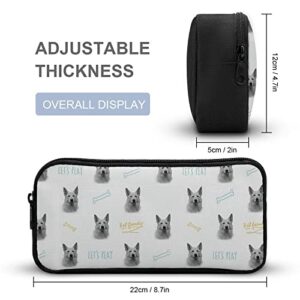 German Shepherd White Pencil Case Pencil Pouch Coin Pouch Cosmetic Bag Office Stationery Organizer