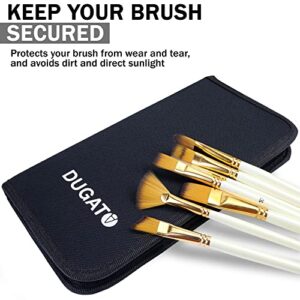 DUGATO Paint Brush Holder & Organizer, Premium Black Canvas Bag, Case Brush For 15 Pcs Oil, Acrylic, Watercolor Paintbrushes, Artist Brush Carrying Case /w Pop-Up Flaps (Brush Not Included)