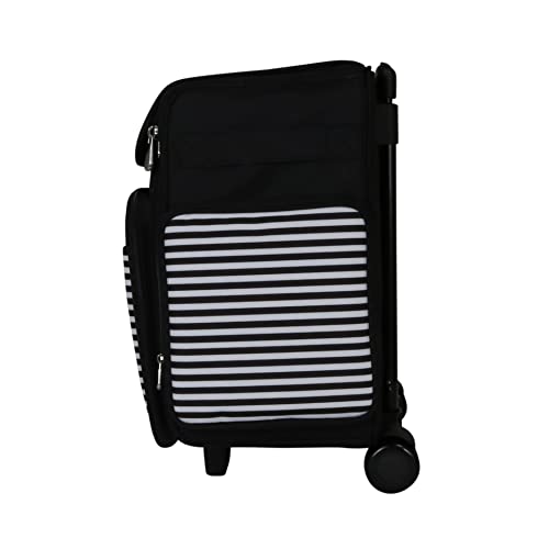 Everything Mary Rolling Craft Bag, Black & White Stripe - Papercraft Tote with Wheels for Scrapbook & Art Storage - Organizer Case for IRIS Boxes, Supplies, and Accessories - for Teachers & Medical