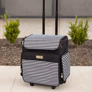 Everything Mary Rolling Craft Bag, Black & White Stripe - Papercraft Tote with Wheels for Scrapbook & Art Storage - Organizer Case for IRIS Boxes, Supplies, and Accessories - for Teachers & Medical