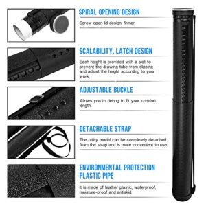 DEWEL Document Tube,Plastic Expanding Poster/Art/Document Storage Tube 24.5 to 40 inches Adjustable with Carrying Strap Waterproof and Light-Resistance Telescoping Carrying Case (Black-Medium Size)