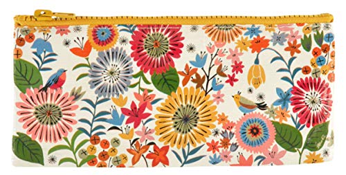 Blue Q Pencil Case, Flower Field. Hefty Zipper, Sturdy and Easy-to-Rinse-Clean, 95% Recycled Material. Organize a Larger Bag -- Store Makeup, Chargers, Receipts, Pencils. Measures 4.25"h x 8.5"w