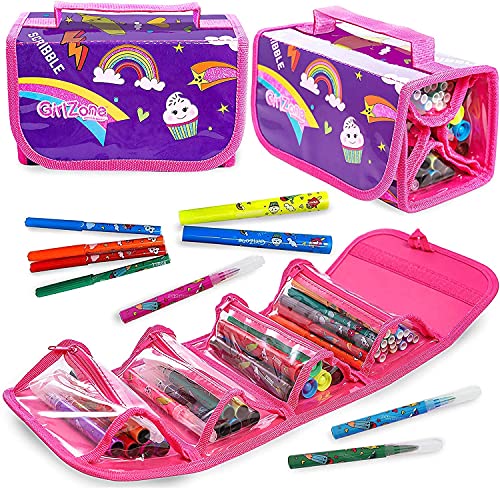 GirlZone Arts and Crafts Fruit Scented Markers and Pencil Case For Girls, Great Gifts For Girls