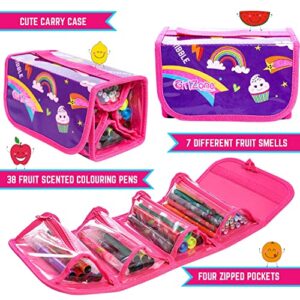 GirlZone Arts and Crafts Fruit Scented Markers and Pencil Case For Girls, Great Gifts For Girls