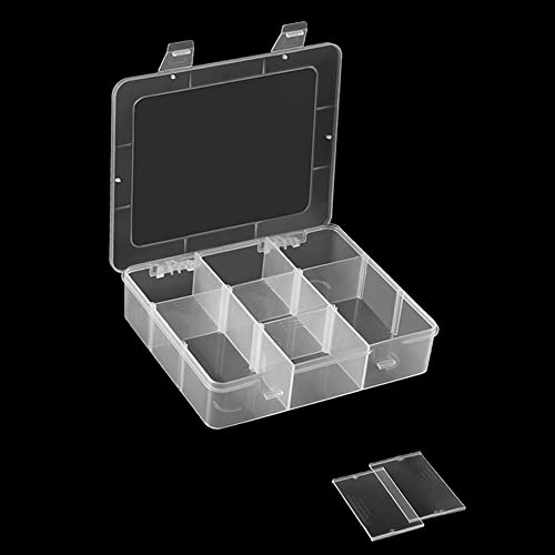 Vidifor 9 Grids Plastic Storage Compartment Organizer Container with Adjustable Dividers for Crafts, Earrings, Screws, Nail, Pins and More (1)