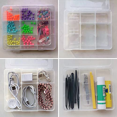 Vidifor 9 Grids Plastic Storage Compartment Organizer Container with Adjustable Dividers for Crafts, Earrings, Screws, Nail, Pins and More (1)