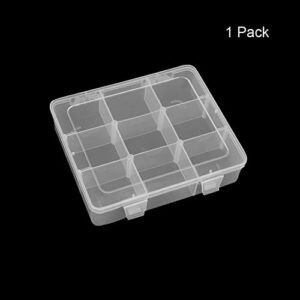 Vidifor 9 Grids Plastic Storage Compartment Organizer Container with Adjustable Dividers for Crafts, Earrings, Screws, Nail, Pins and More (1)