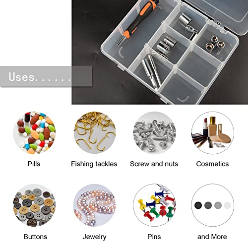 Vidifor 9 Grids Plastic Storage Compartment Organizer Container with Adjustable Dividers for Crafts, Earrings, Screws, Nail, Pins and More (1)