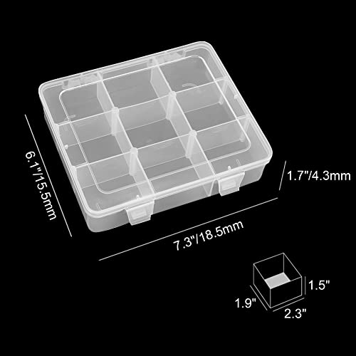 Vidifor 9 Grids Plastic Storage Compartment Organizer Container with Adjustable Dividers for Crafts, Earrings, Screws, Nail, Pins and More (1)