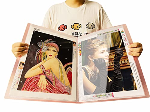 VAVCASE A3 Diamond Art Painting Storage Book,12"X16" Display Book,Diamond Art Painting Accessories,30 Pockets Display 60 Pages, Plastic Protector Sleeves Bound, Art Portfolio for Artwork, Document and Photo