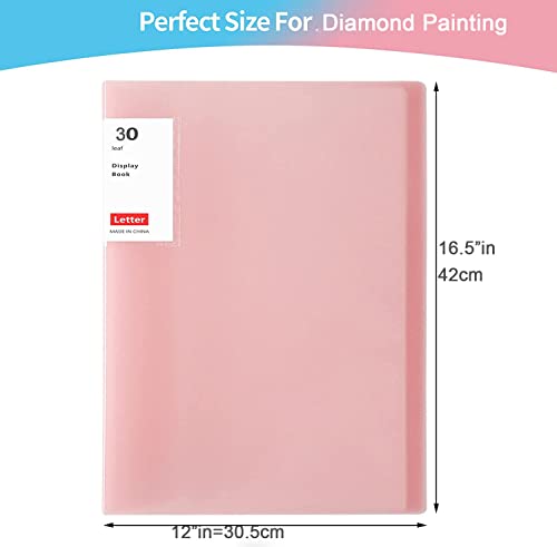 VAVCASE A3 Diamond Art Painting Storage Book,12"X16" Display Book,Diamond Art Painting Accessories,30 Pockets Display 60 Pages, Plastic Protector Sleeves Bound, Art Portfolio for Artwork, Document and Photo