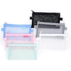 kinhshion zipper pouch set of 6 mesh zipper bags clear zipper pouch small organizer bag zipper folder bag cosmetic bags travel storage bags 6 colours