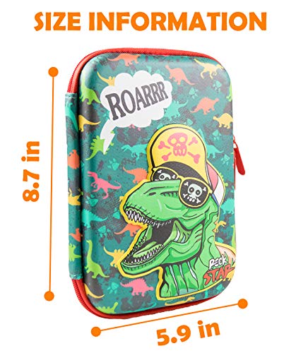 Pencil Case EVA T-rex Dinosaur Pen Pouch Holder Bag Big Capacity Desk Organizer Storage Marker Box Stationary Double Zippers for School Office Students Teen (Green)