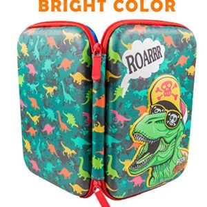 Pencil Case EVA T-rex Dinosaur Pen Pouch Holder Bag Big Capacity Desk Organizer Storage Marker Box Stationary Double Zippers for School Office Students Teen (Green)