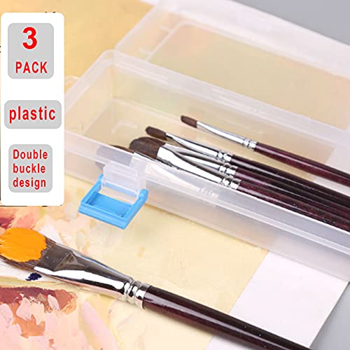 3PCS Brushes Storage Box Paint Brush Drawing Pen Container with Buckle Design