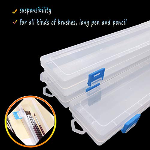 3PCS Brushes Storage Box Paint Brush Drawing Pen Container with Buckle Design