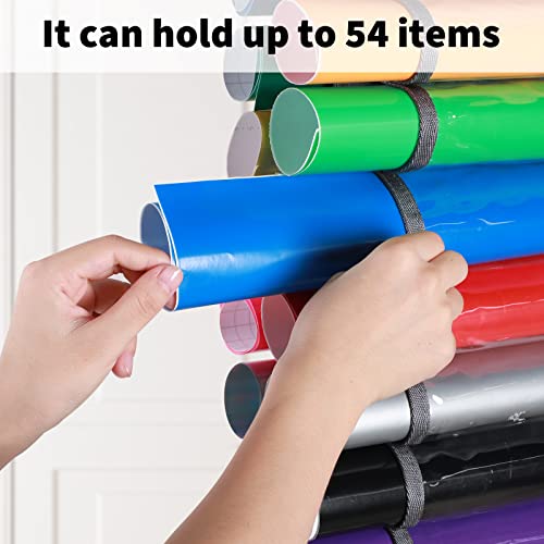 Hanging Vinyl Roll Storage with 54 Compartments Vinyl Roll Holder Vinyl Organizer Craft Vinyl Rack Door Wall Mount for Vinyl Sheets Heat Transfer Paper Craft Room Storage (Dark Gray)