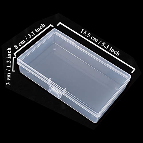 Goodma 8 Pieces Rectangular Empty Mini Clear Plastic Organizer Storage Box Containers with Hinged Lids for Small Items and Other Craft Projects (5.3 x 3.1 x 1.2 inch)