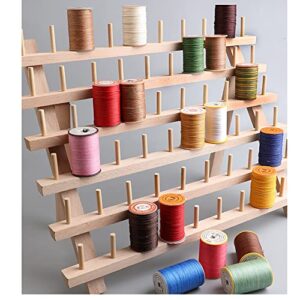 BAENRCY 2-Pack 60-Spool Wooden Thread Holder Sewing and Embroidery Thread Rack and Organizer Thread Rack for Sewing with Hook