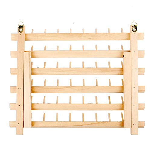 BAENRCY 2-Pack 60-Spool Wooden Thread Holder Sewing and Embroidery Thread Rack and Organizer Thread Rack for Sewing with Hook