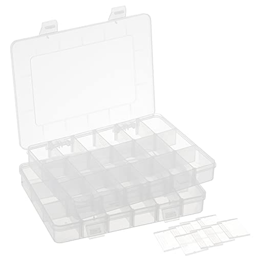 FGcase Plastic Compartment Container with Adjustable Dividers, Bead Storage Organizer Box Case with 18 Removable Grids for Jewelry Cosmetics Craft Tackle Pills Bolts and Nuts DIY Craft 2 Pack