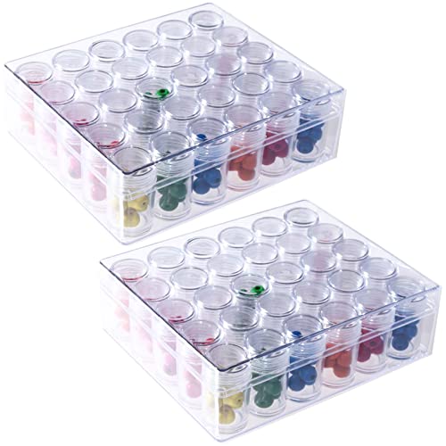 Tosnail 60 Clear Plastic Screw-Top Storage Containers for Diamond Painting, Beads, Sequins, Nails, Jewelry Making