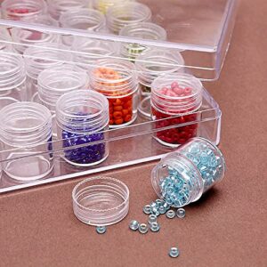 Tosnail 60 Clear Plastic Screw-Top Storage Containers for Diamond Painting, Beads, Sequins, Nails, Jewelry Making