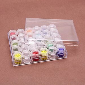 Tosnail 60 Clear Plastic Screw-Top Storage Containers for Diamond Painting, Beads, Sequins, Nails, Jewelry Making